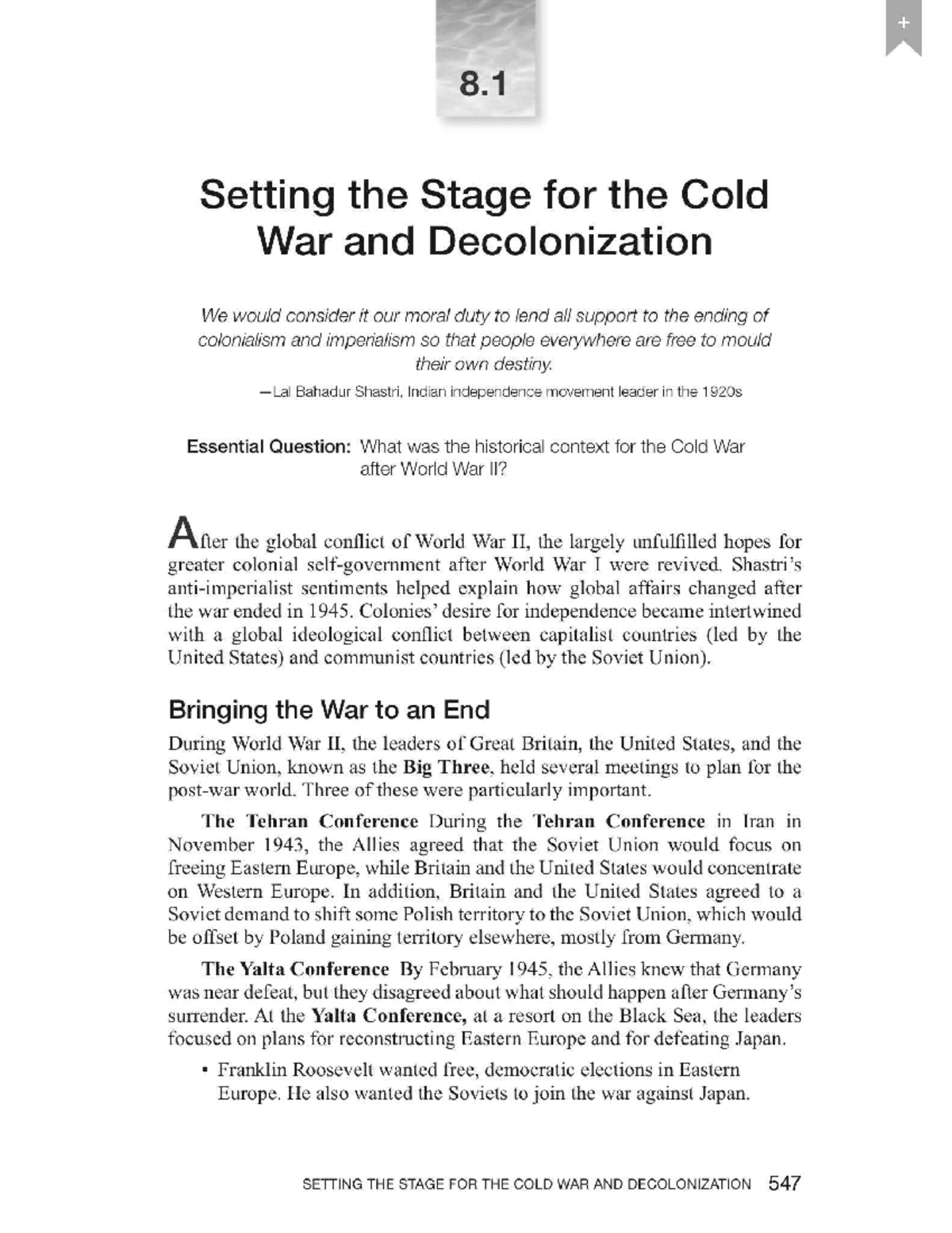 Topic 8.1 (Setting the Stage for the Cold War and Decolonization)-1 - 8 ...