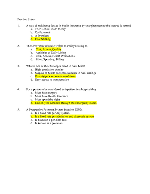 Health Care Practice Quiz 1 - He 219 February 2021 Healthcare at a ...