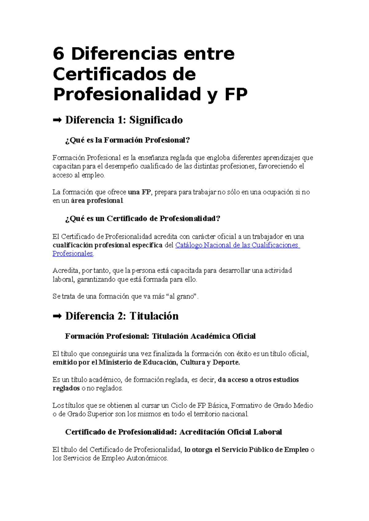 6 Diferencias entre Certificados de Profesionalidad y FP - 6 Diferencias entre Certificados de ...