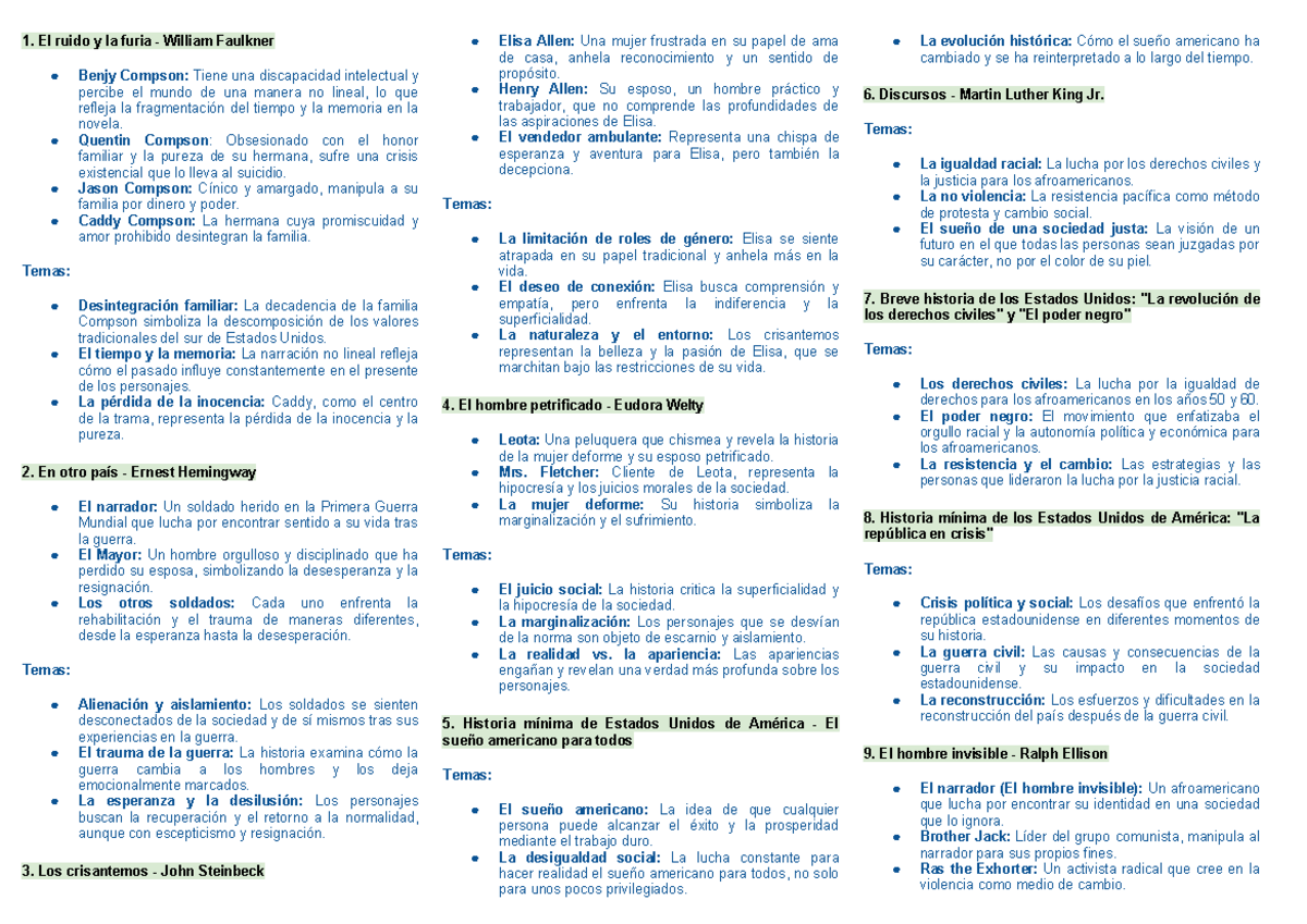 American literature - APUNTES SOBRE EL TEMA - El ruido y la furia ...