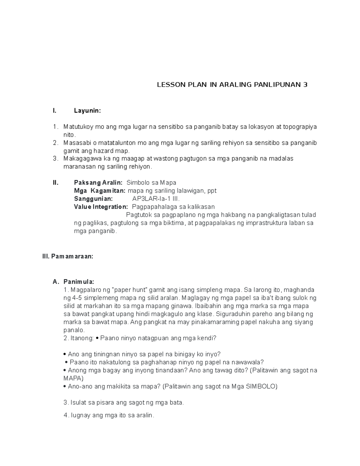 Lesson PLAN IN Araling Panlipunan 3 - LESSON PLAN IN ARALING PANLIPUNAN ...