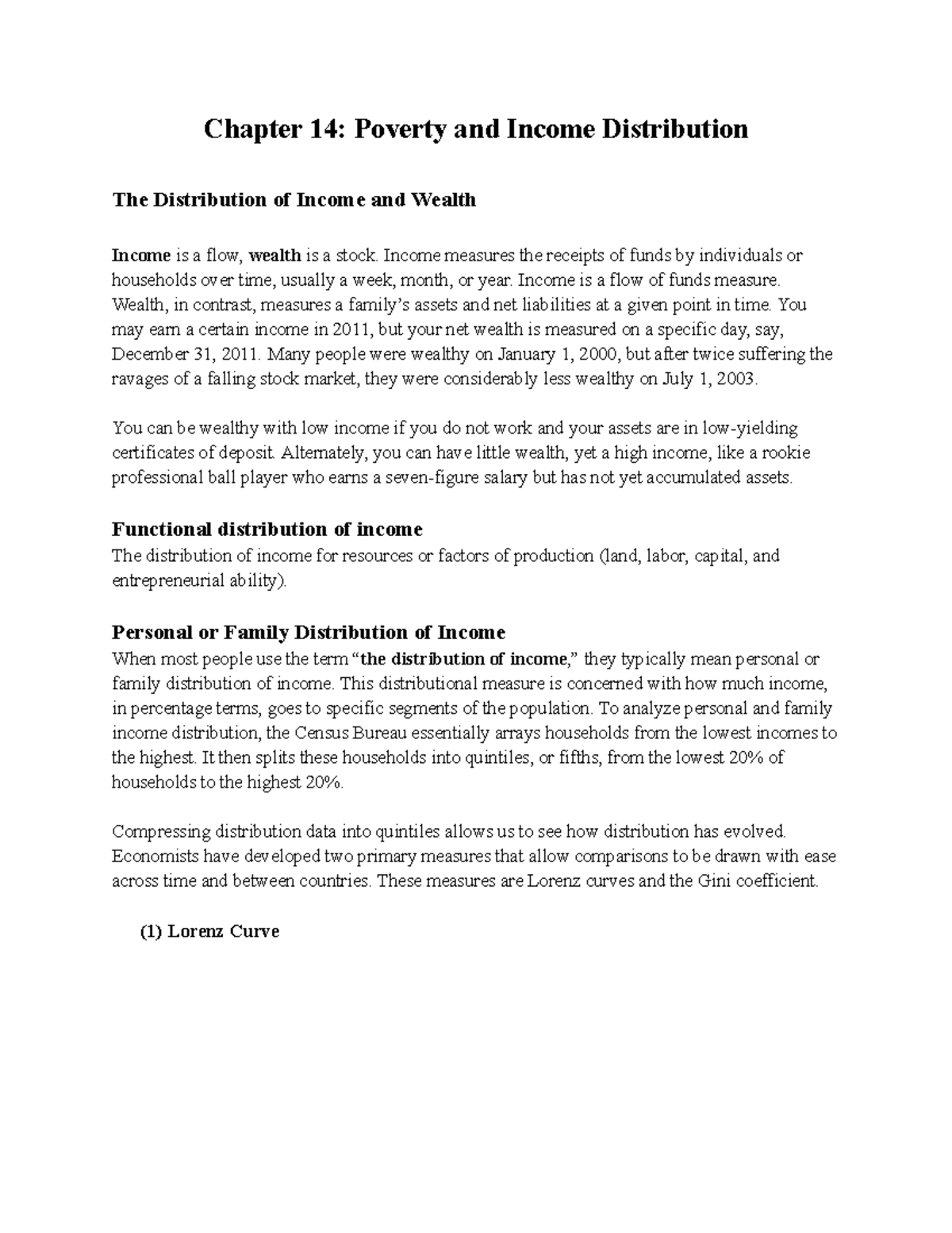 Chapter 12 Poverty and Income Distribution - Chapter 14: Poverty and ...
