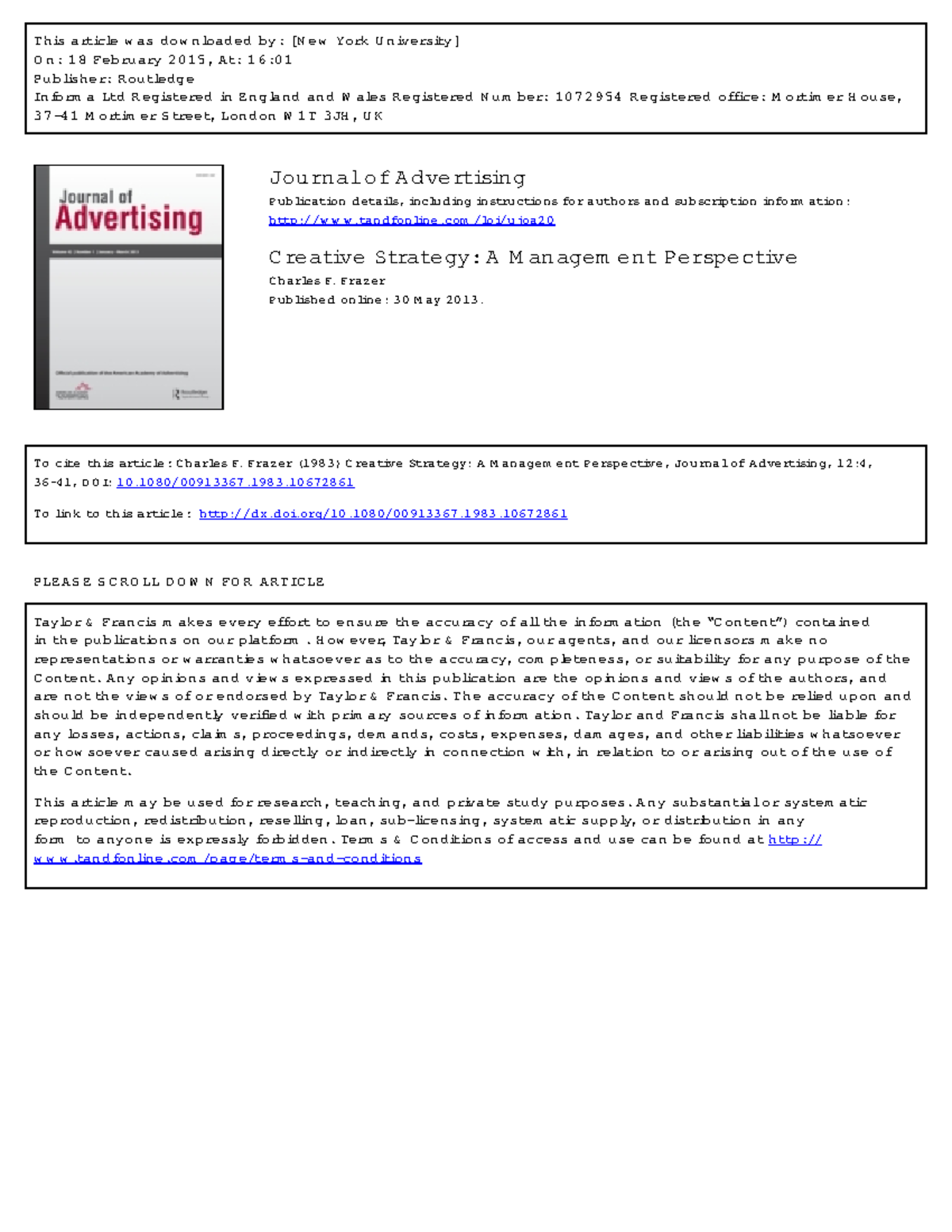 Frazer 7 creative strategies - ####### This article was downloaded by ...