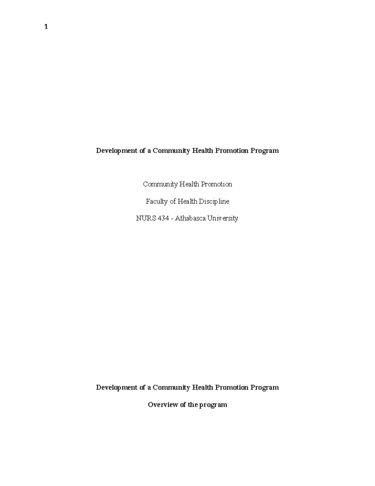 Development of a Community Health Promotion Program - Primary health ...