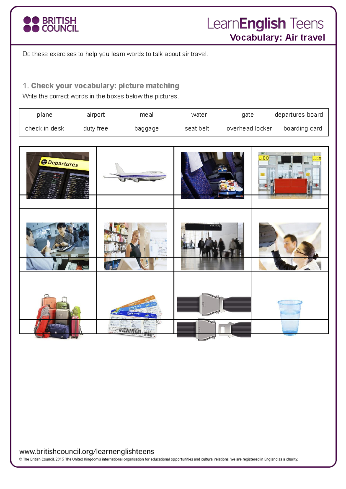 Vocabulary- air travel - Vocabulary: Air travel Do these exercises to ...