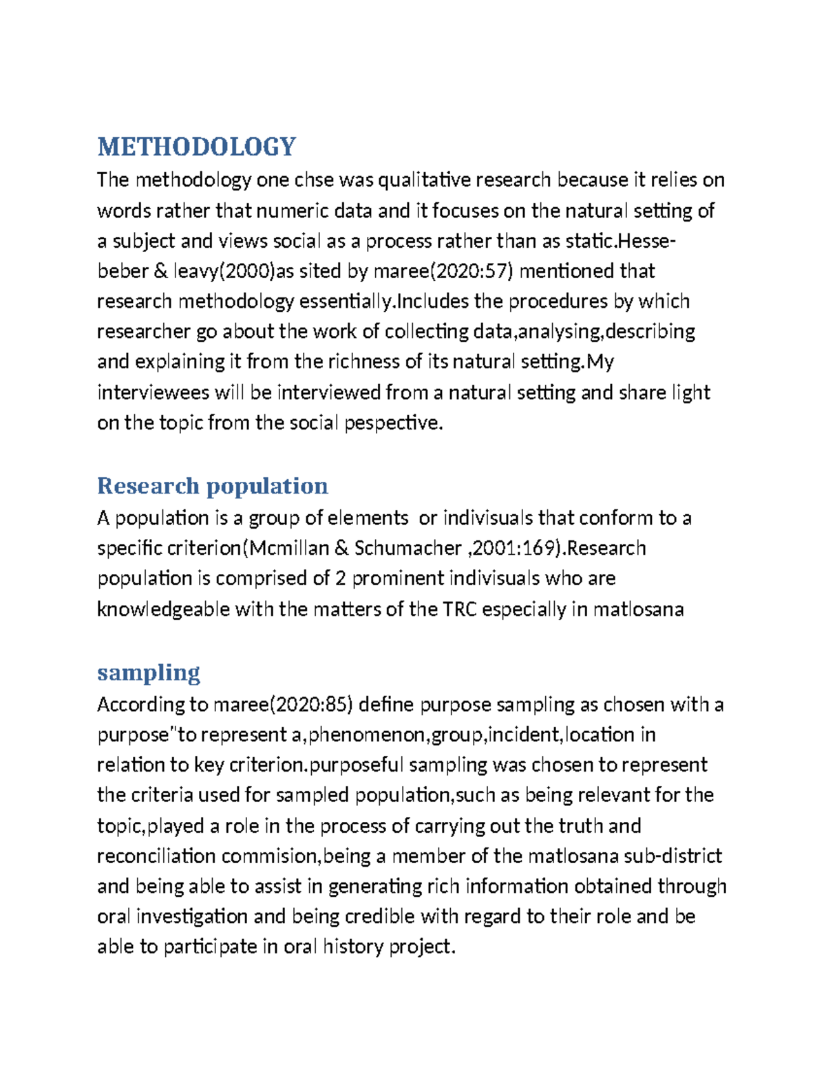 Methodology - history cheatsheets - METHODOLOGY The methodology one ...