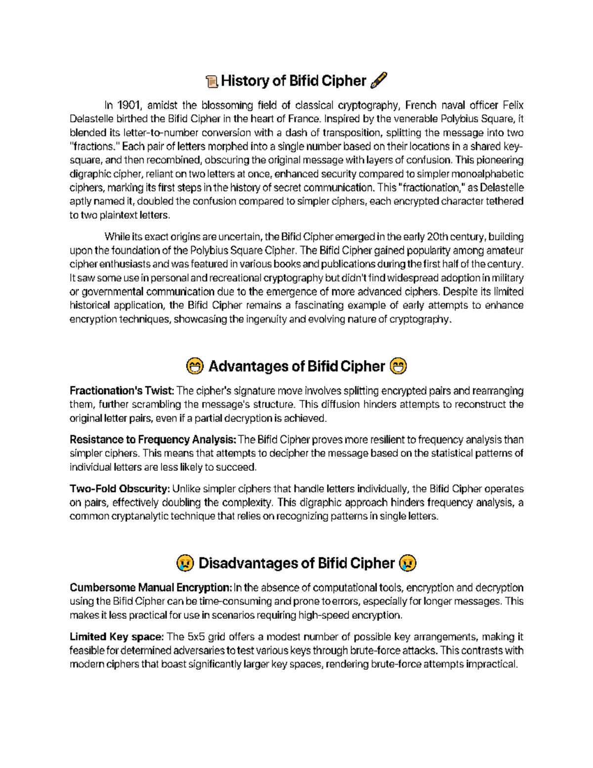 What is Bifid Cipher - History of Bifid Cipher In 1901, amidst the ...