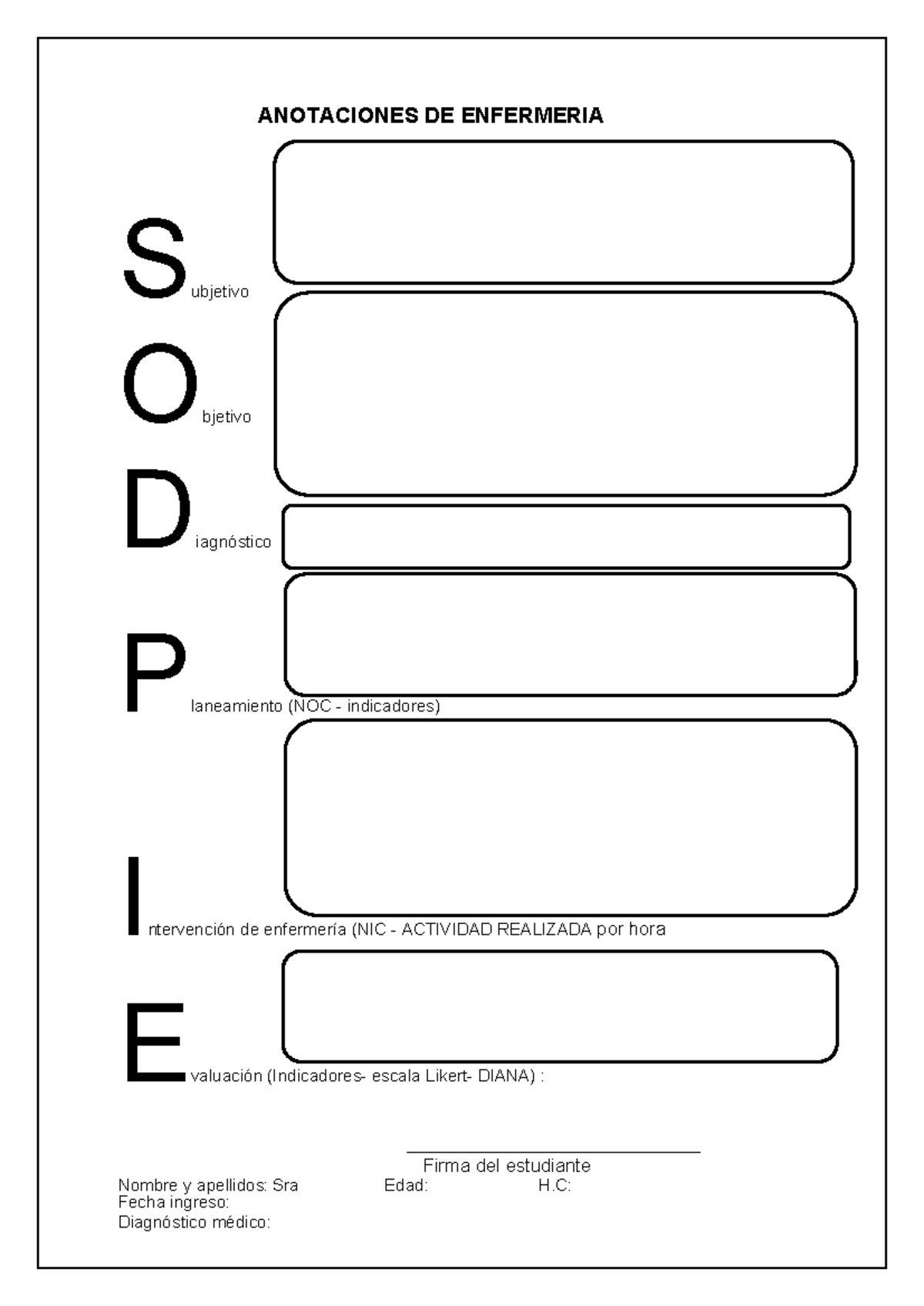 formato de soapie - Cuidado del enfermo - ANOTACIONES DE ENFERMERIA ...