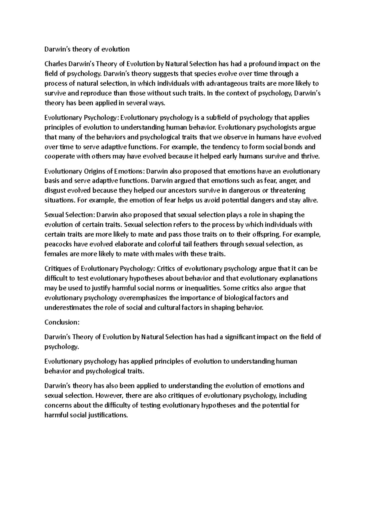 Darwin's theory of evolution - Darwin's theory suggests that species ...