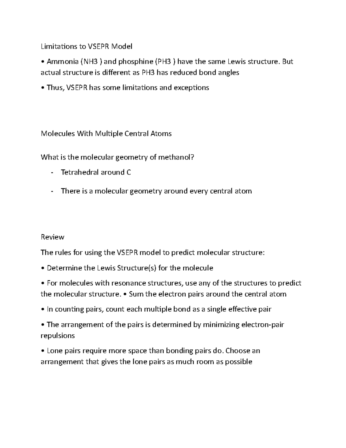 223 - Limitations to Vsepr Model - Limitations to VSEPR Model Ammonia ...