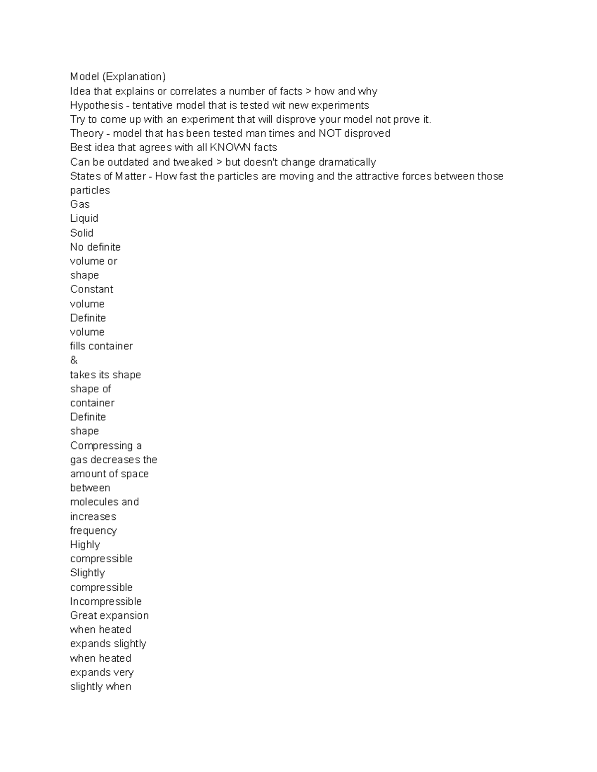 Gen chem lecture notes 2 - Model (Explanation) Idea that explains or ...