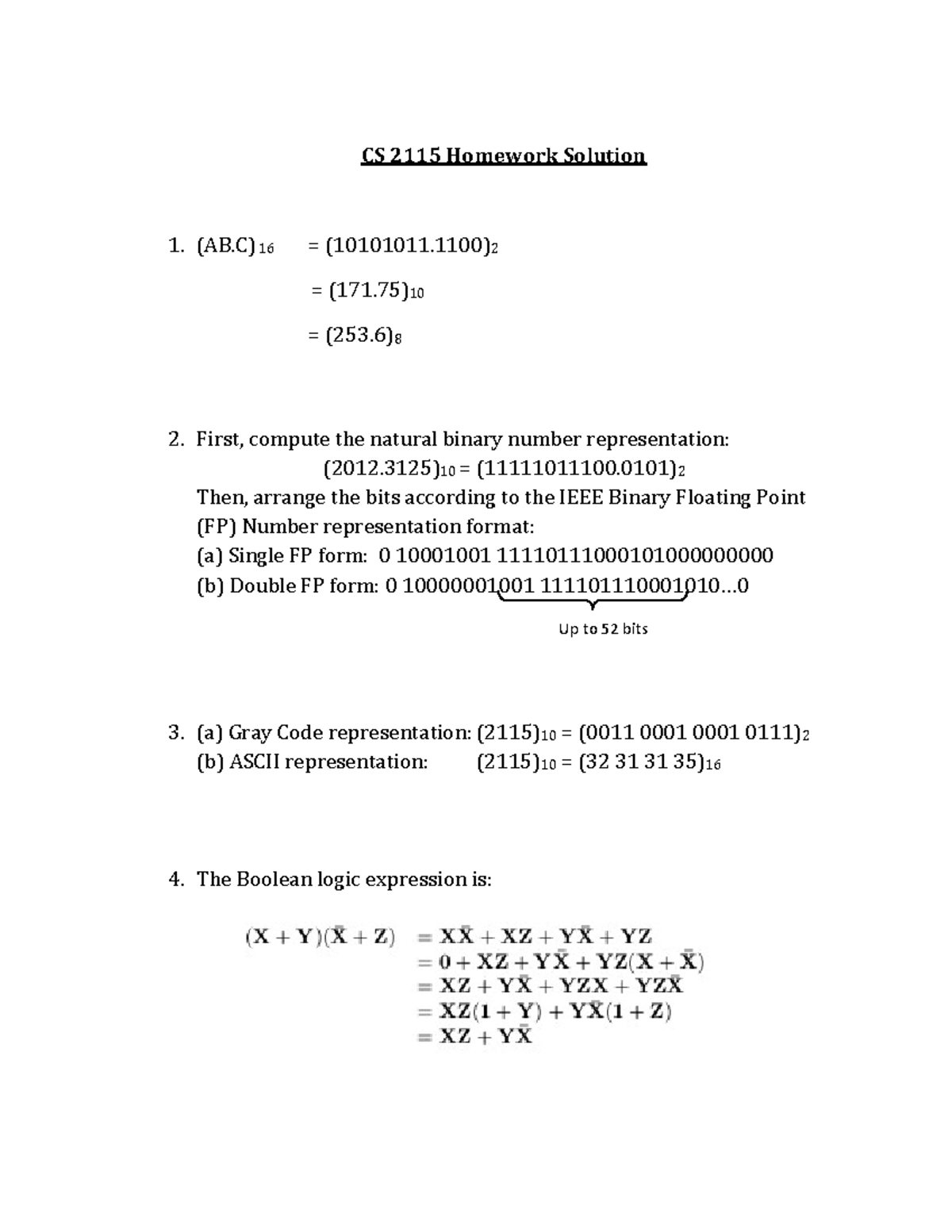 HW Solution - Enjoy :) - CS 2115 Homework Solution 1. (AB) 16 ...