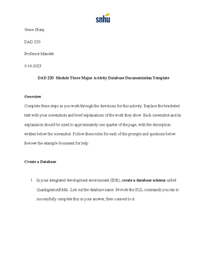 Sharp DAT 325 Project Two - DAT 325 Project Two Template Executive Summary Report Grace Sharp ...