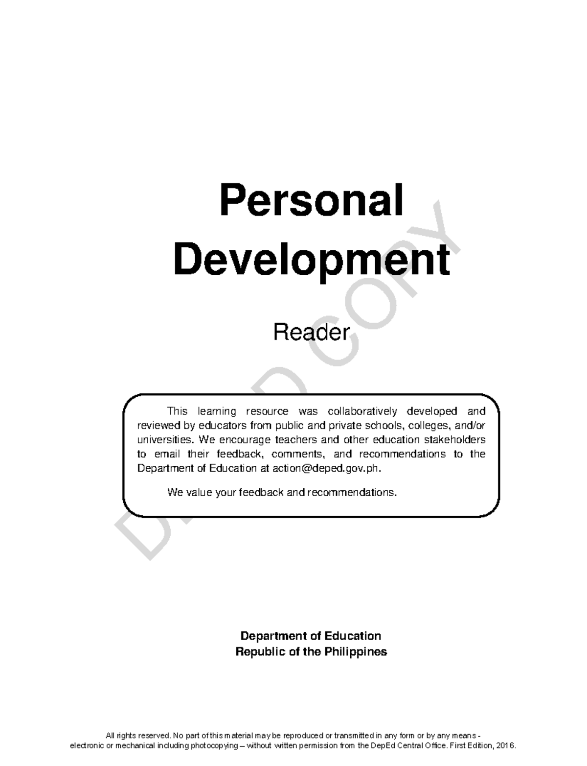 LM Personal Development - DEPED COPY Personal Development Reader ...