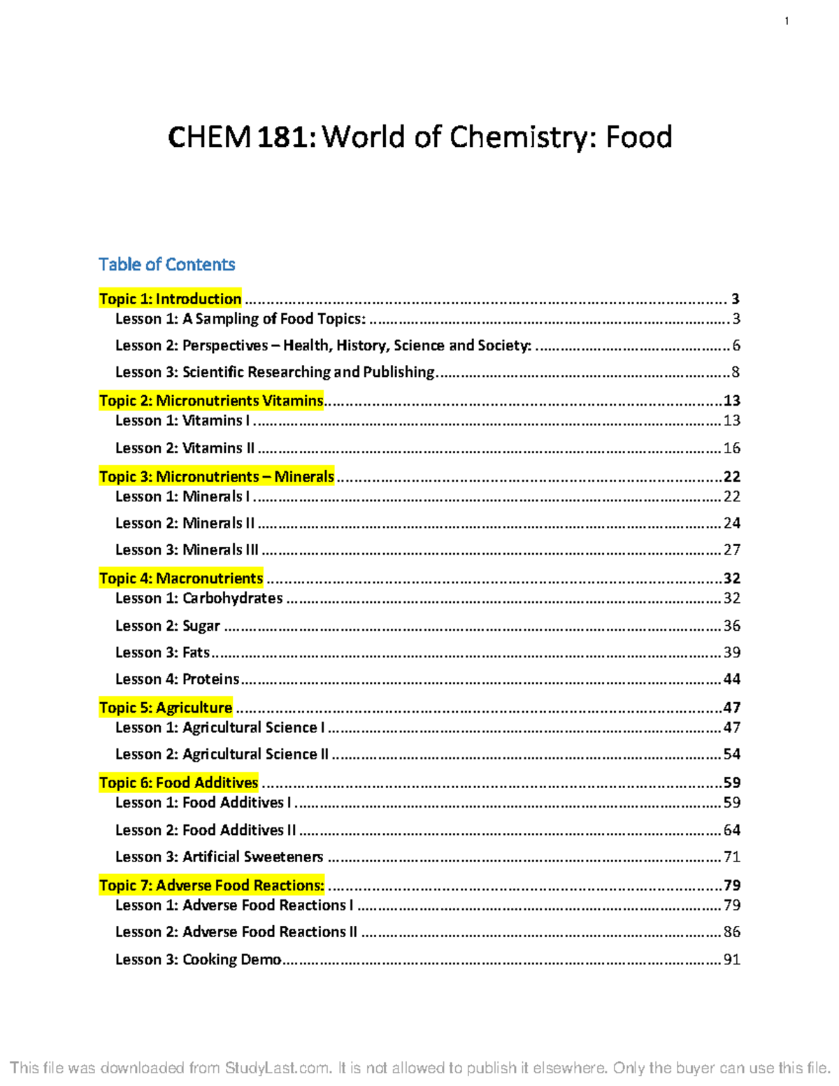 CHEM 181 lessons 1,2,3 - CHEM 181 - McGill - Studocu