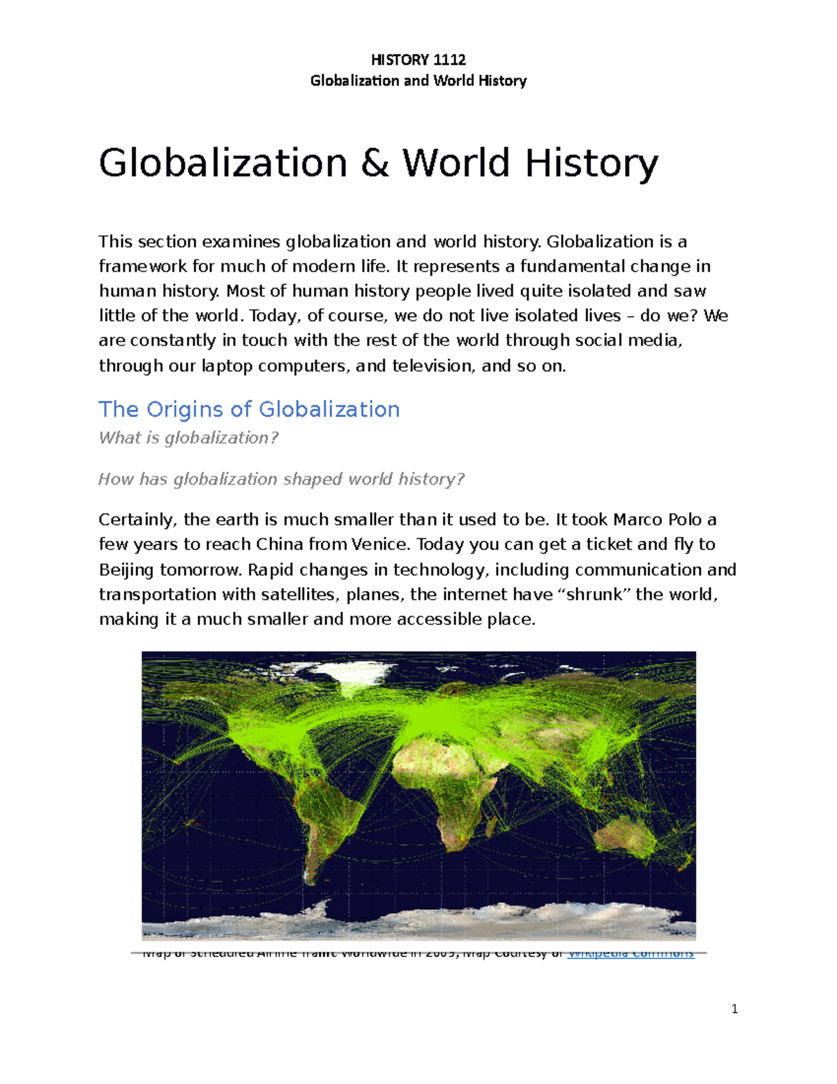HIST 1112 - Globalization and World History (Unused) - Globalization ...