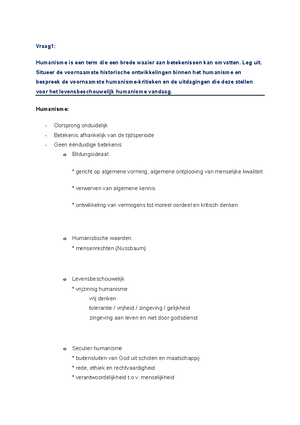 Humanistiek vragen - Vraag 40: Bespreek het denken over welzijn en ...