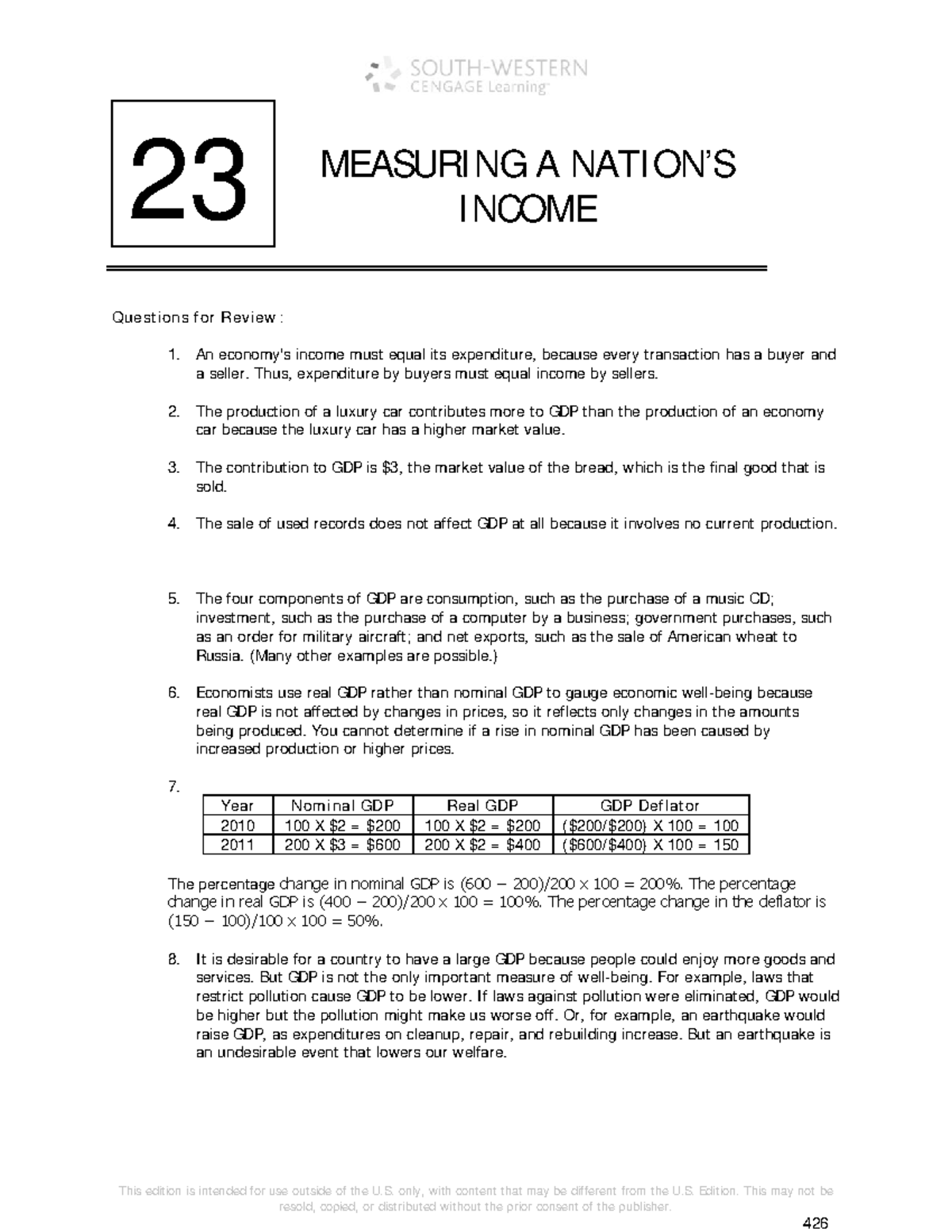 GDP - Here is the solution of GDP chapter - 23 MEASURING A NATION’S INCOME Questions for Review ...