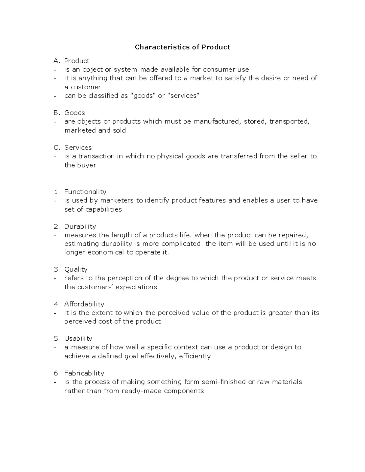 Characteristics of Product and SWOT Analysis - Characteristics of ...