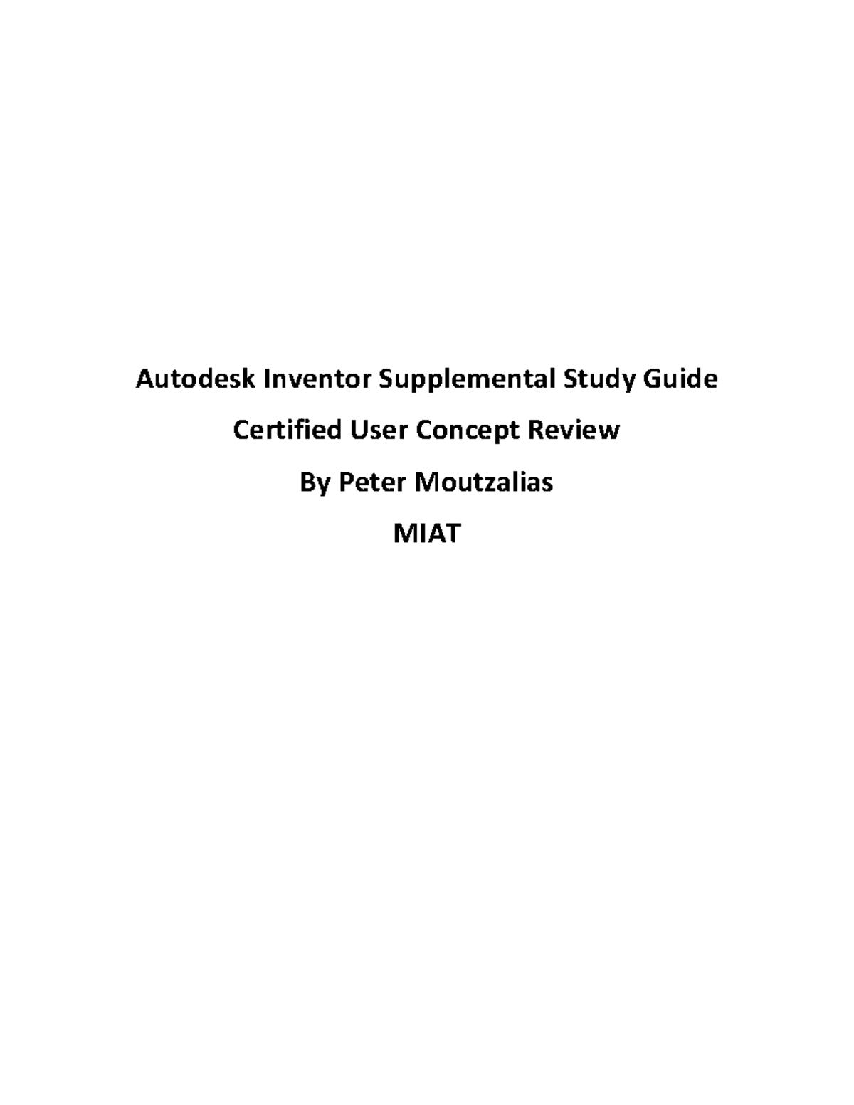 Inventor Study Guide - Help with work your welcome - Autodesk Inventor ...