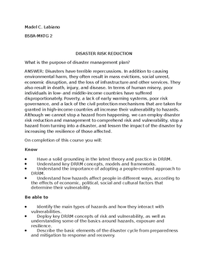 DRRM Activity - Phases of Disaster Preparedness and examples, Hazard ...