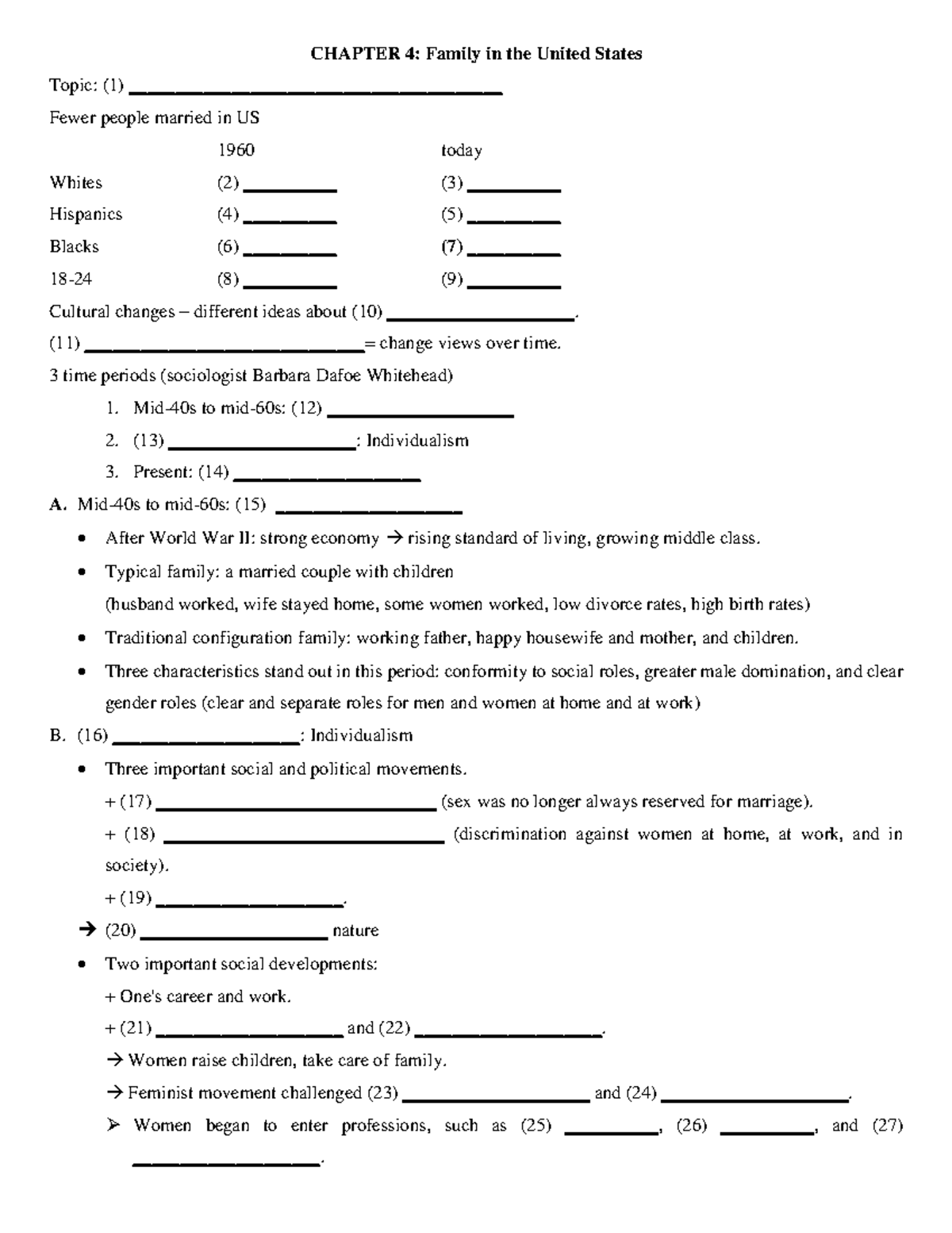 Handout Unit 2 Chapter 4 Family in the United States Students - CHAPTER ...