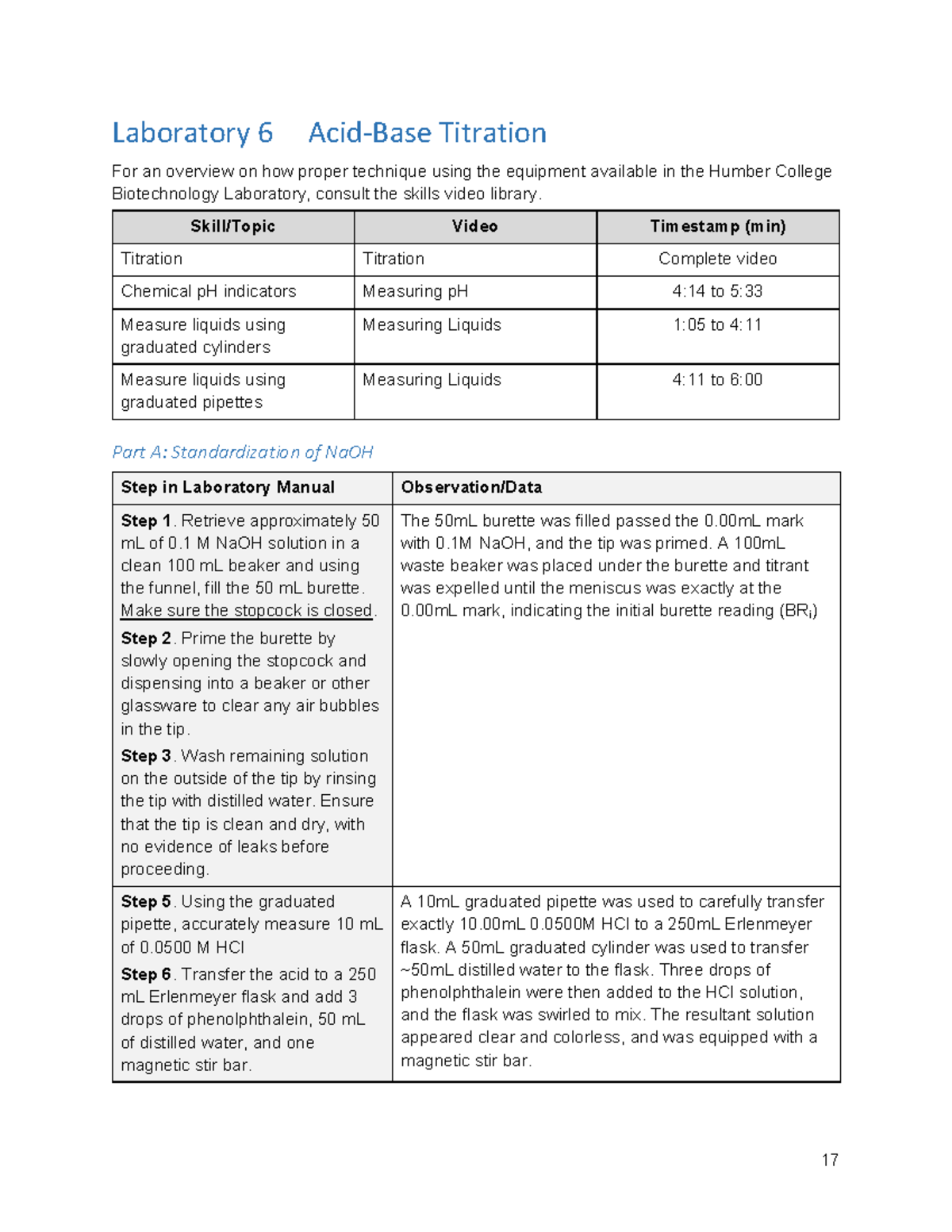BIOT 151 - Observations & Data - SLE-06 - Laboratory 6 Acid-Base ...