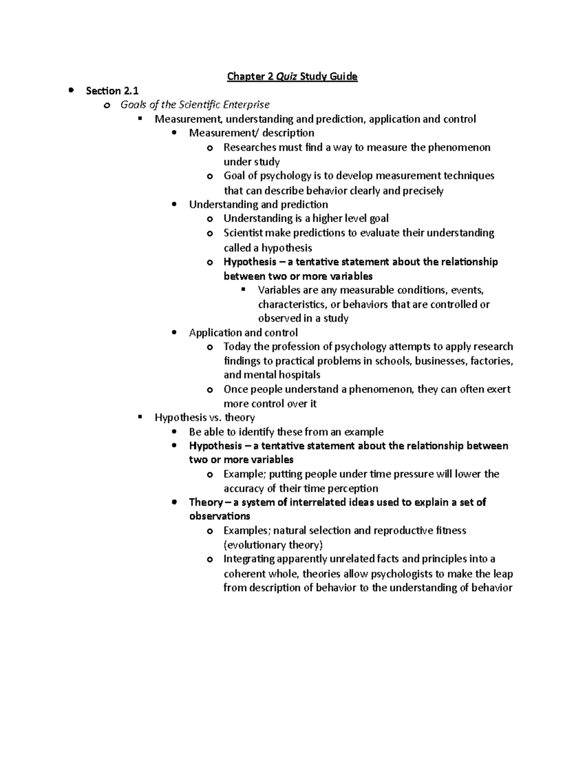 Chapter 2 Quiz Study Guide - Chapter 2 Quiz Study Guide Section 2. o ...