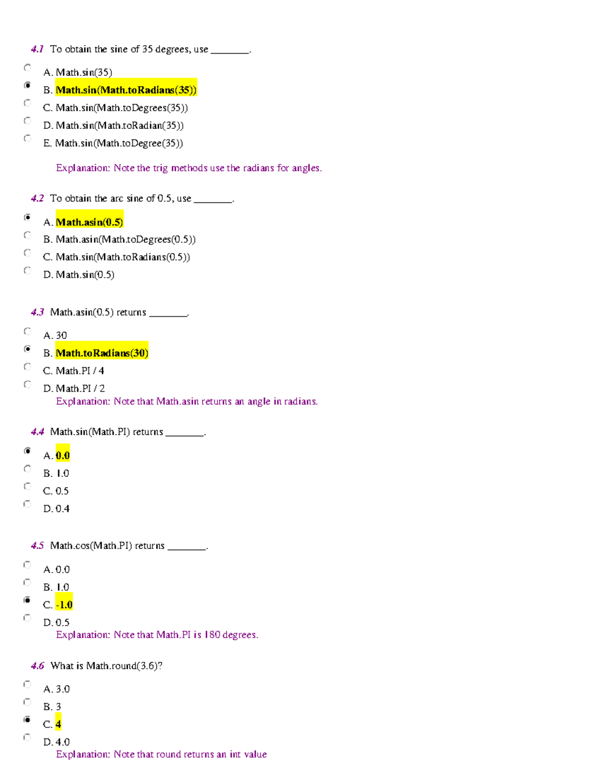 Chapter 4 - Mathematical Functions - 4 To obtain the sine of 35 degrees ...