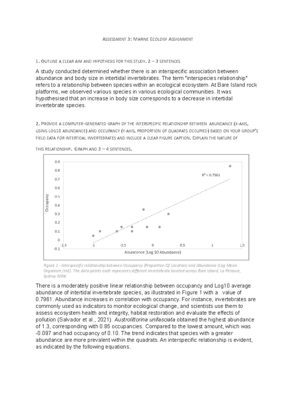 Assessment 3 - Marine - ASSESSMENT 3: MARINE ECOLOGY ASSIGNMENT 1 ...