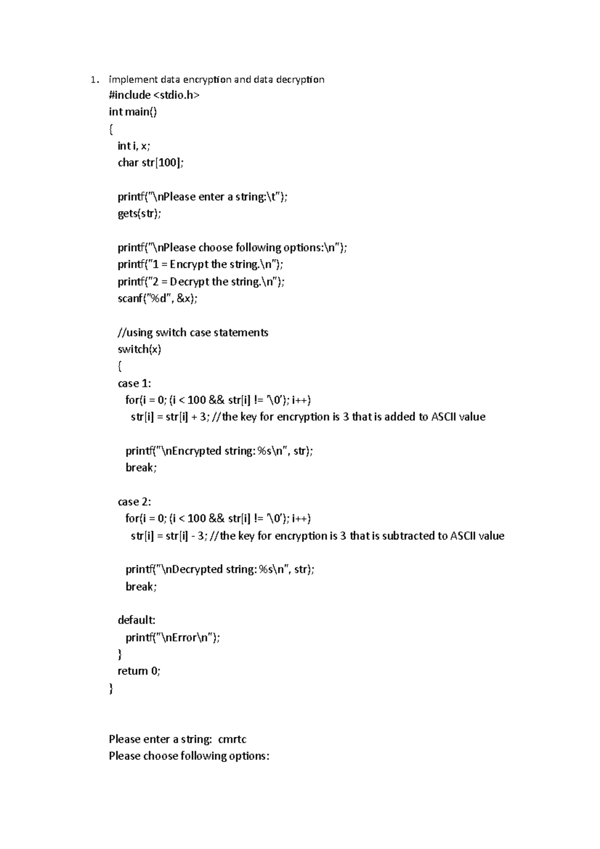 CN Lab - Hahaha - implement data encryption and data decryption #include int main() { int i, x ...