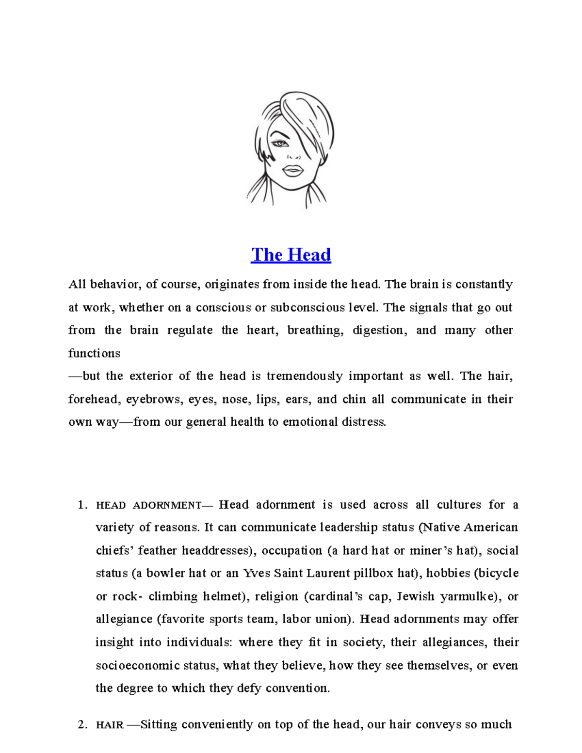 The Head - The Dictionary of Body Language in Criminology - The Head ...