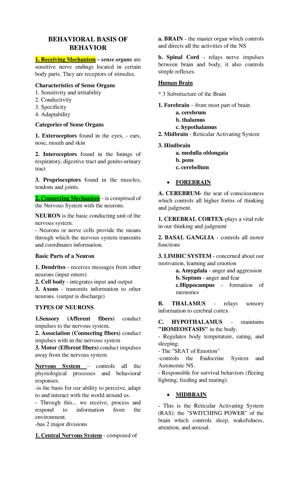 Biological Basis of Behavior - BEHAVIORAL BASIS OF BEHAVIOR 1 ...