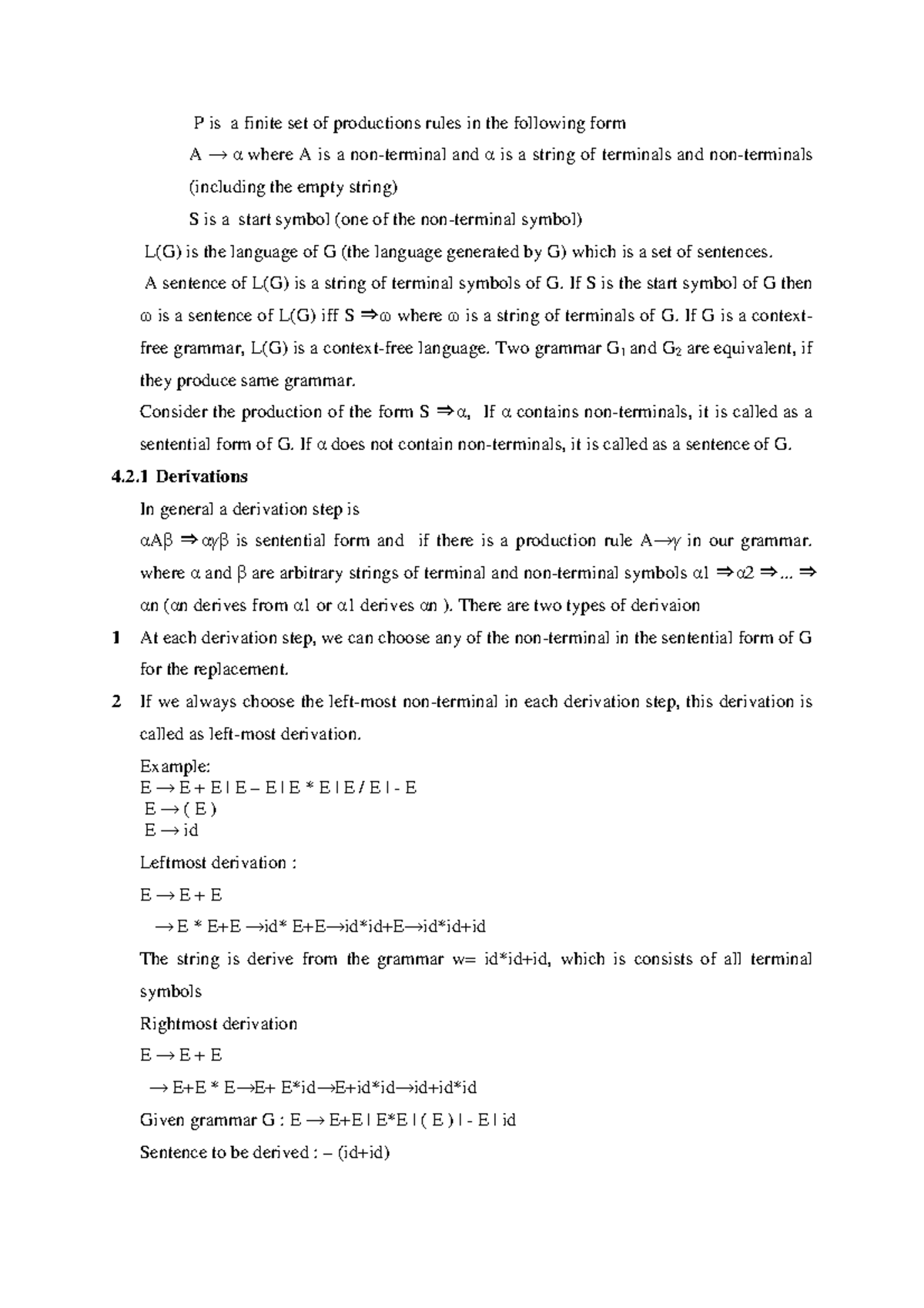 Compiler Design Syntax Analysis P Is A Finite Set Of Productions Rules In The Following Form
