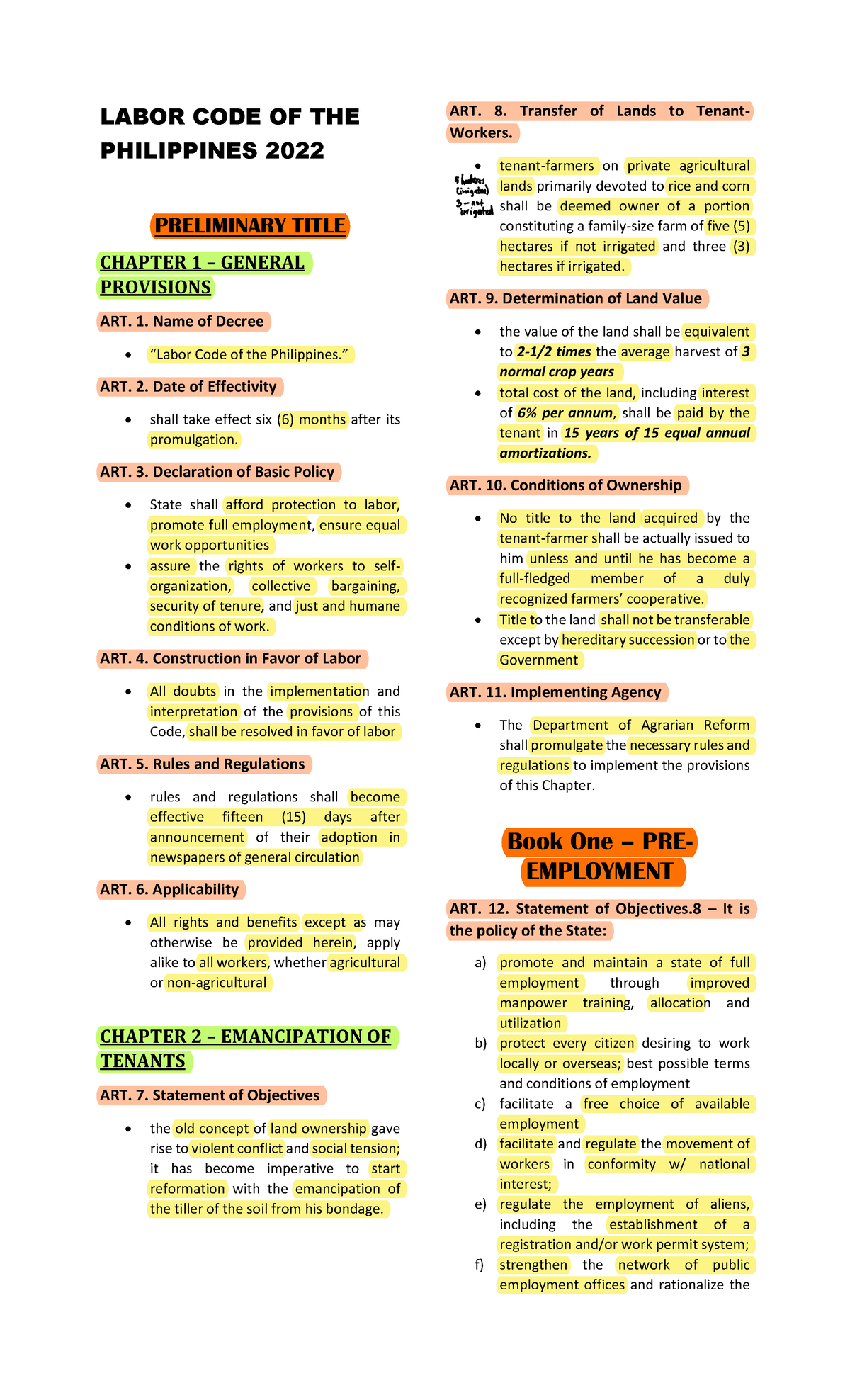 Labor CODE OF THE Philippines 2022 1 - LABOR CODE OF THE PHILIPPINES ...