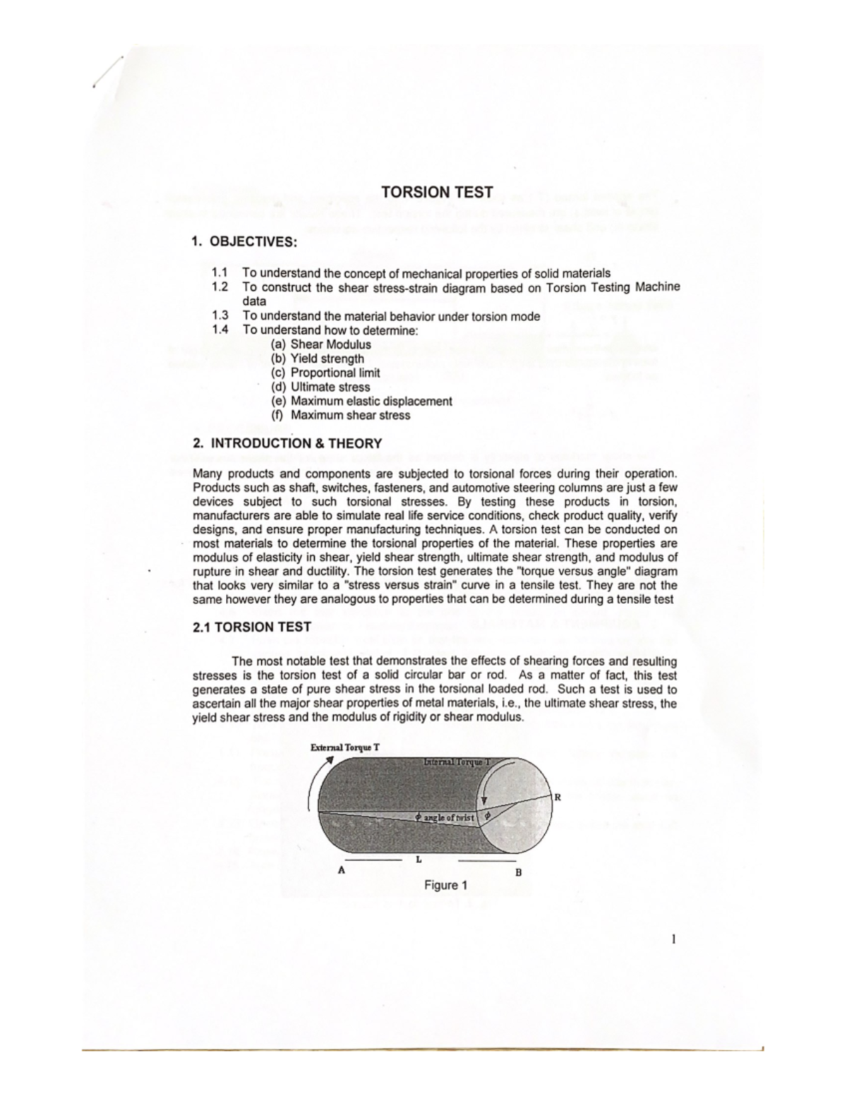 Torsion TEST - Strength of materials - Studocu