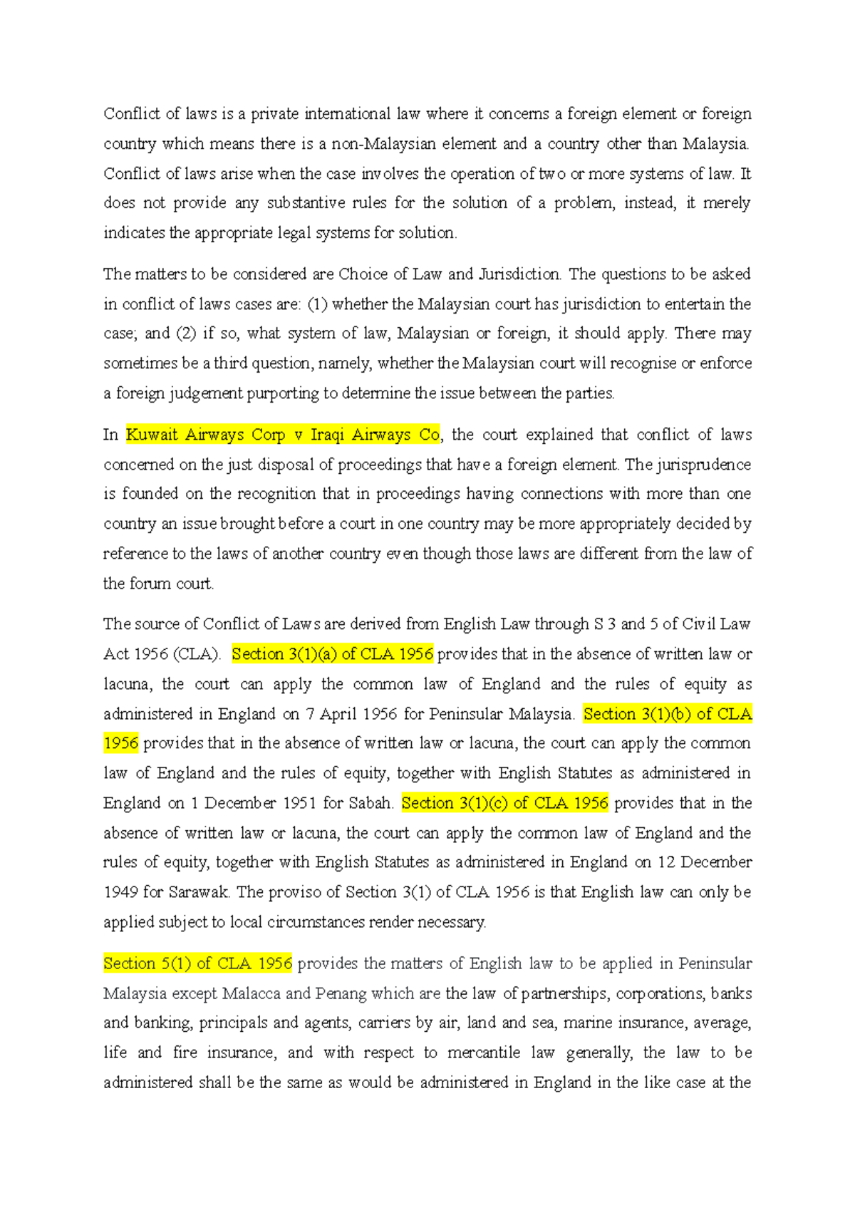 Chapter 1 - Conflict of laws is a private international law where it ...