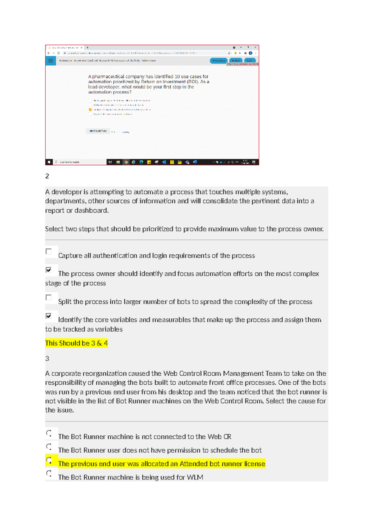Bala.docx - ,........ - 2 A developer is attempting to automate a process that touches multiple ...