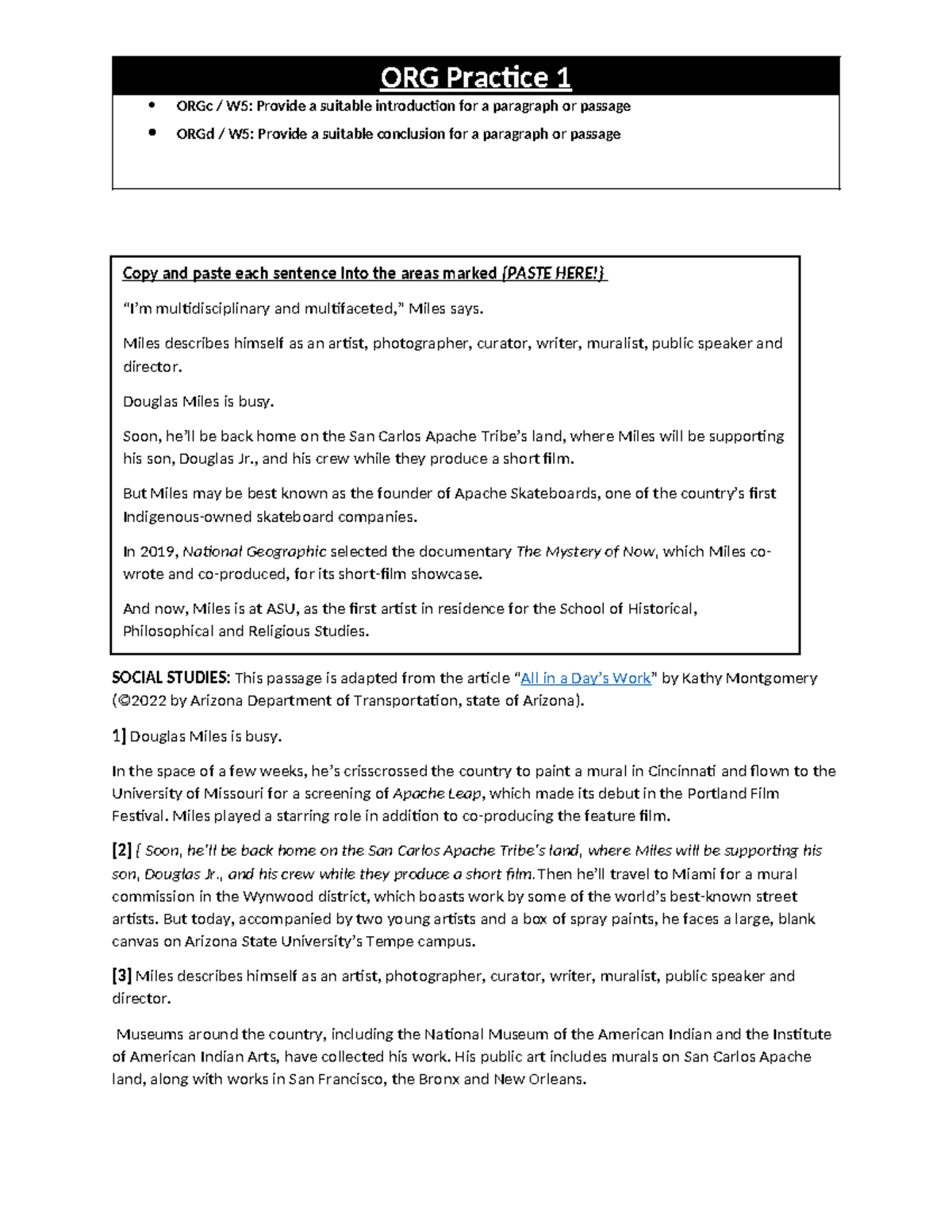 ORG Practice 1 n - ORG Practice 1 ORGc / W5: Provide a suitable ...
