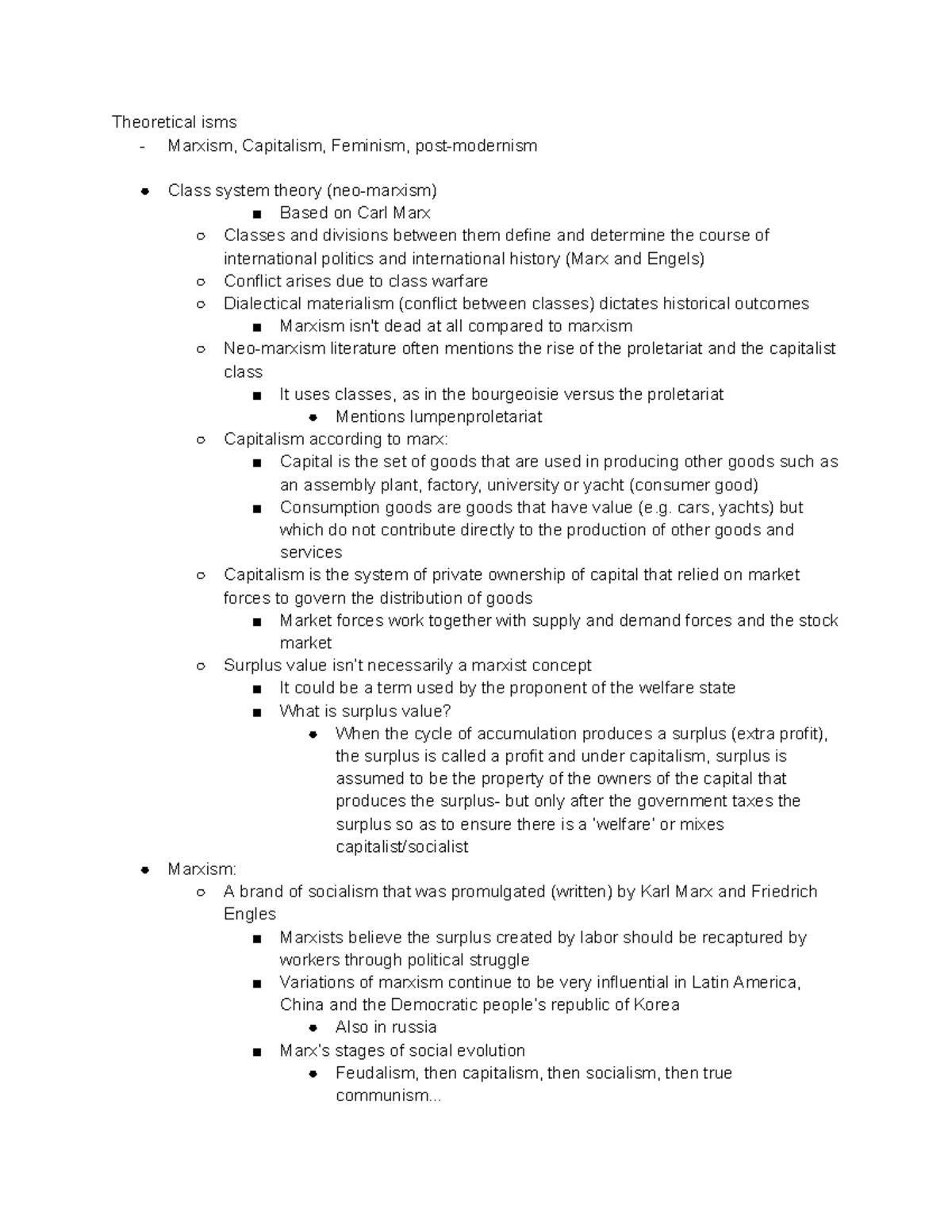 Theoretical isms - lesson 1 notes - Theoretical isms - Marxism ...
