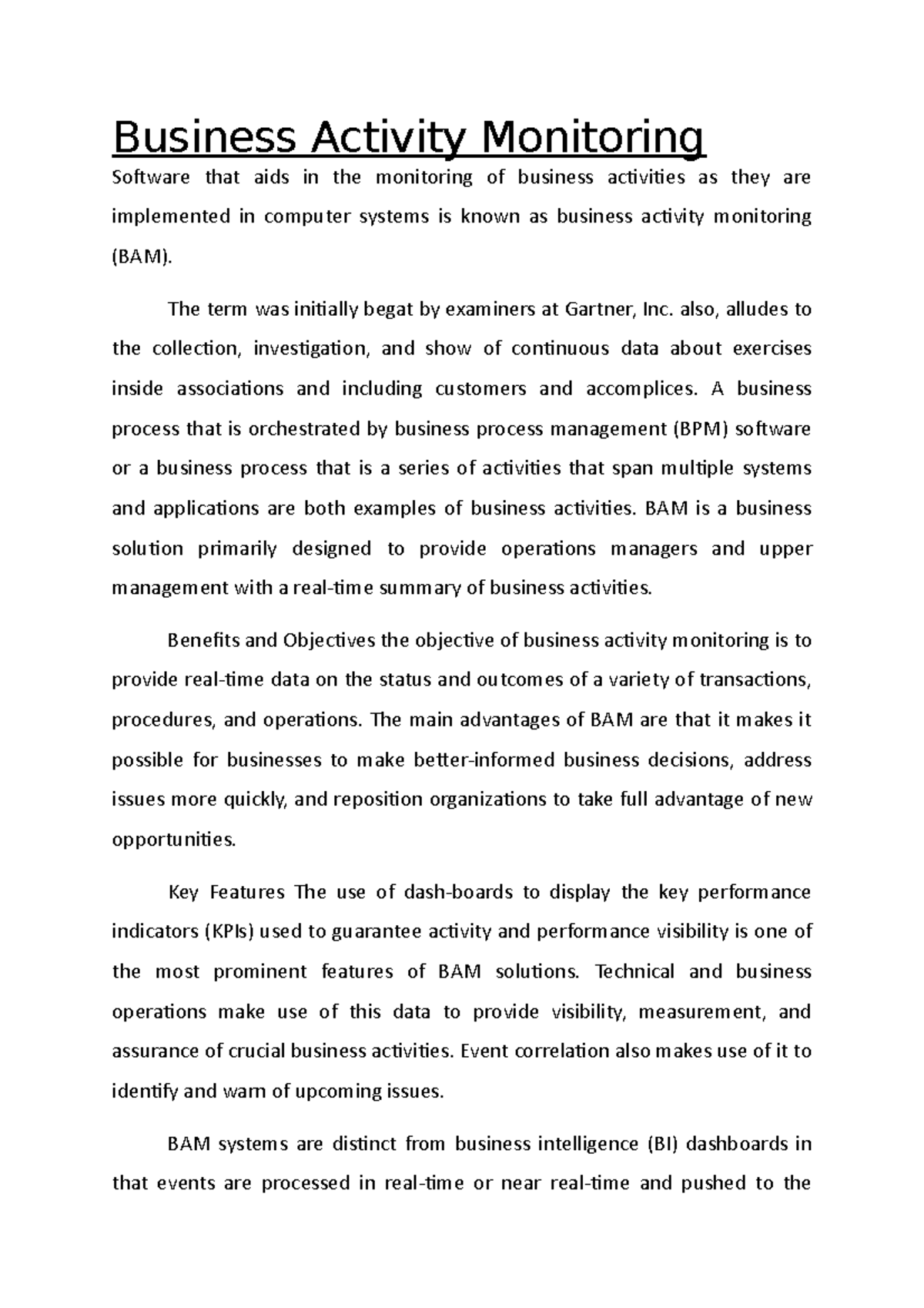 Business Activity Monitoring - Business Activity Monitoring Software ...