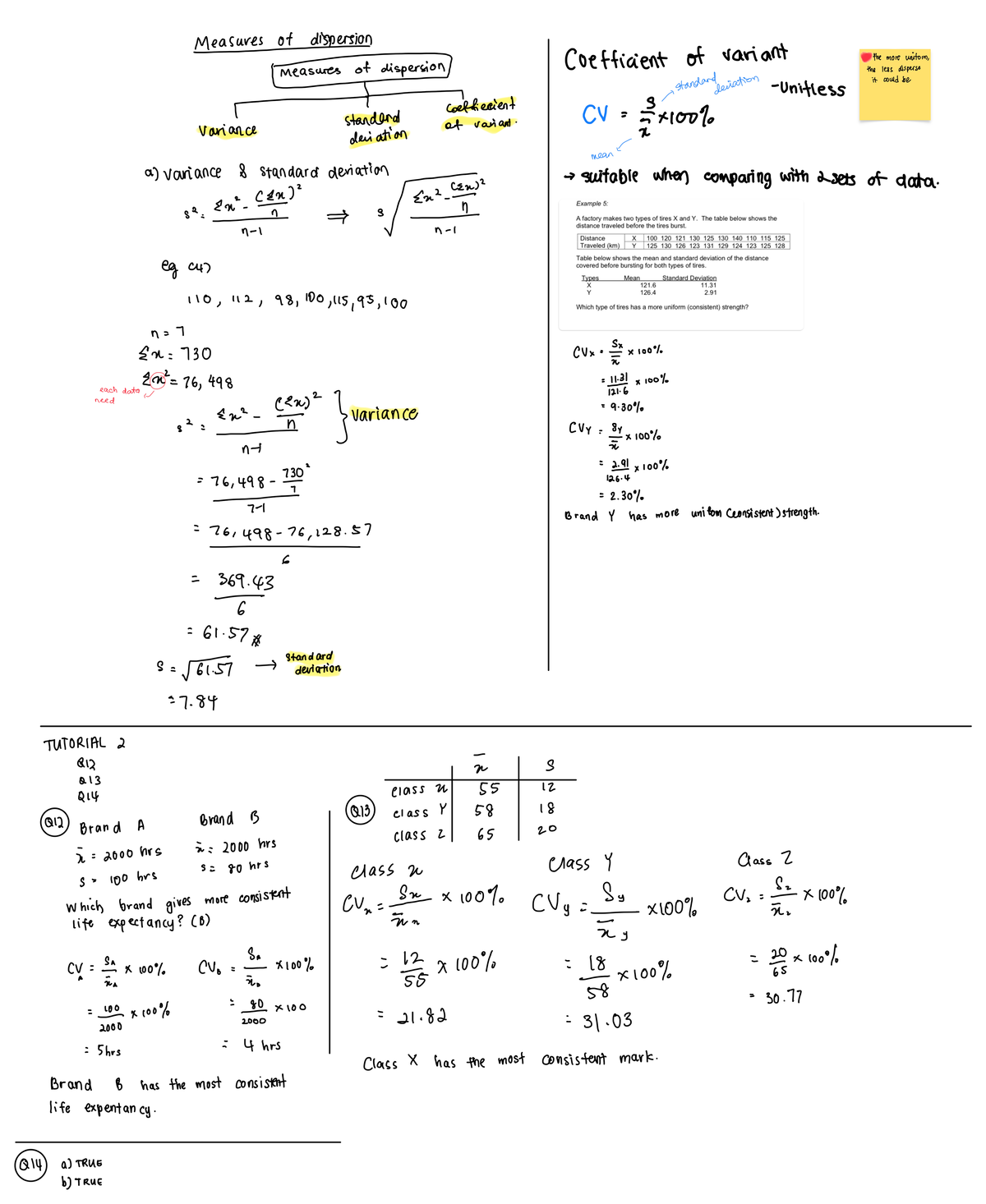 STA404 Measures of Dispersion - Measures of dispersion Coefficient of variant the more uniform ...