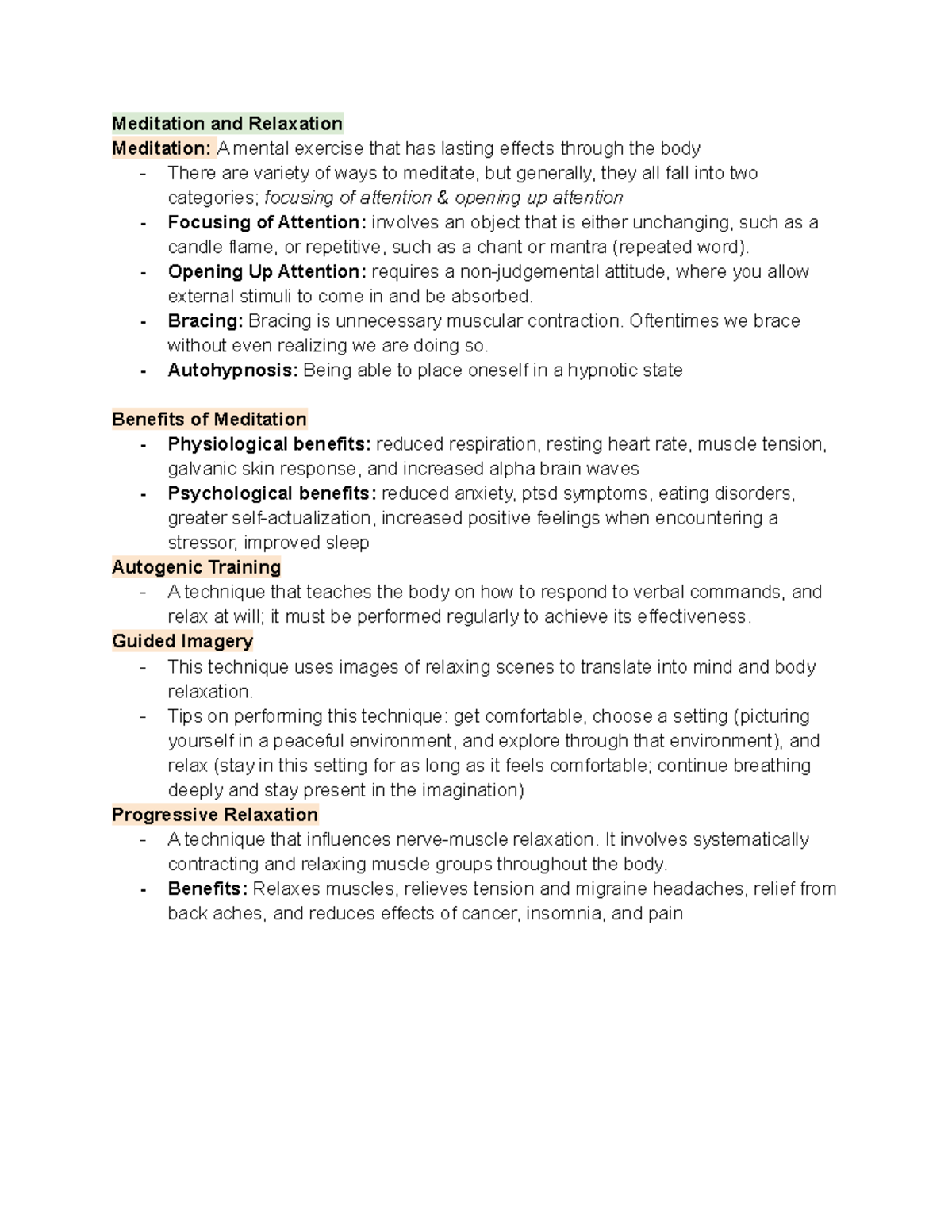 GNED 137 Reading Notes (Week 2) - Meditation and Relaxation Meditation ...