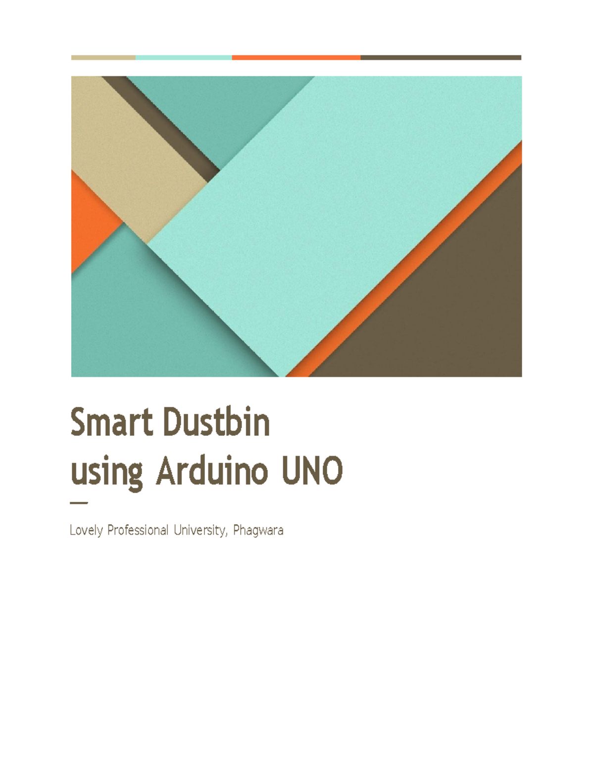 ECE Project-1 - Smart Dustbin using Arduino UNO Lovely Professional ...