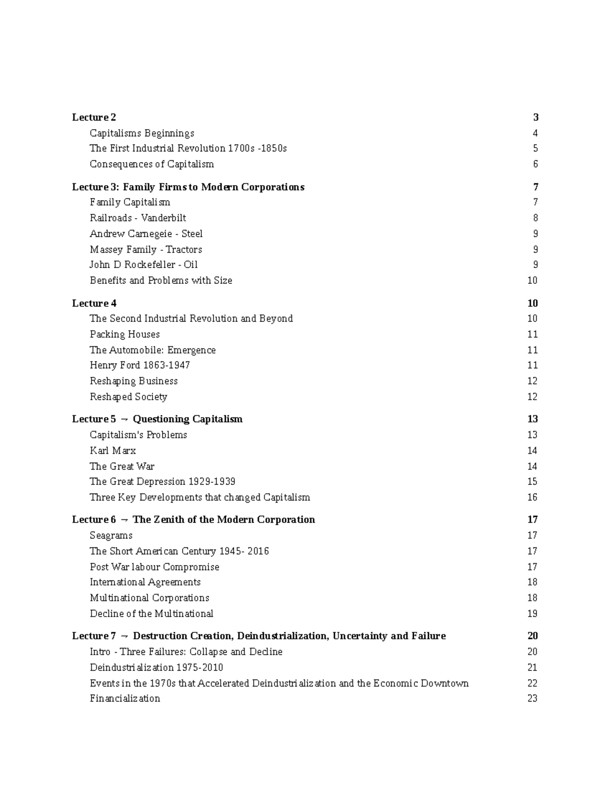 HIS261 Lecture Notes - Lecture Capitalisms Beginnings The First ...