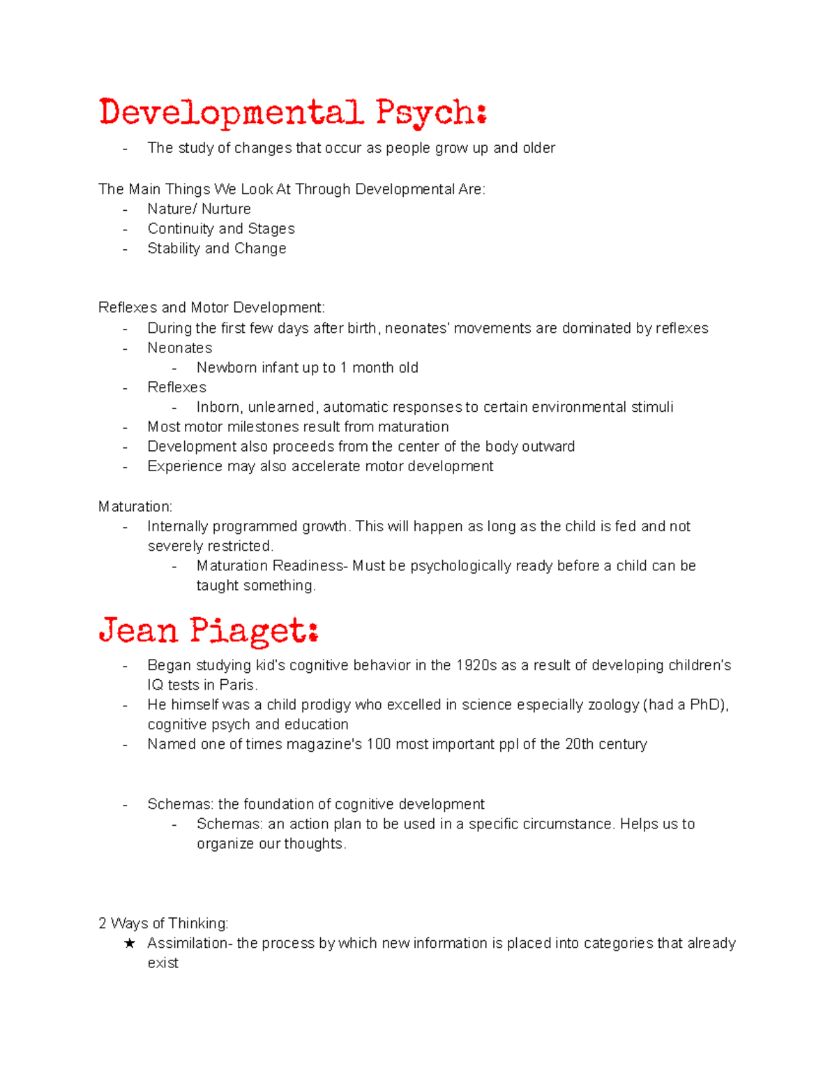 Intro To Developmental Psych - Developmental Psych: The study of ...