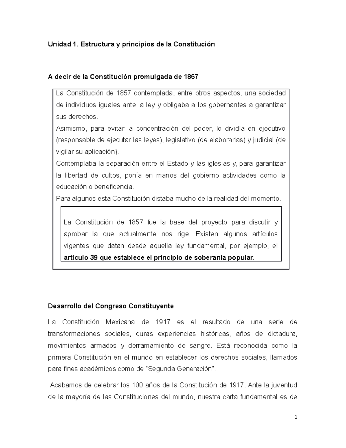 Unidad 1 - CONSTITUCIONA 2 - Unidad 1. Estructura y principios de la ...