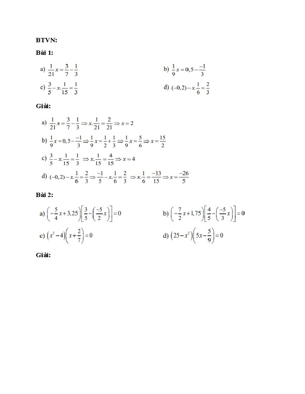 BTVN có đáp án - BTVN 2 - Xây dựng - BTVN: Bài 1: Giải: Bài 2: Giải ...
