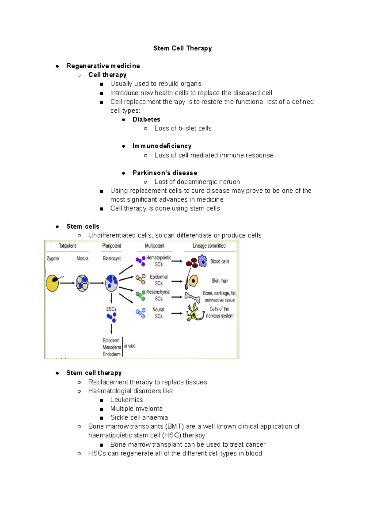 Lecture 8 Stem Cell Therapy - Stem Cell Therapy Regenerative medicine ...
