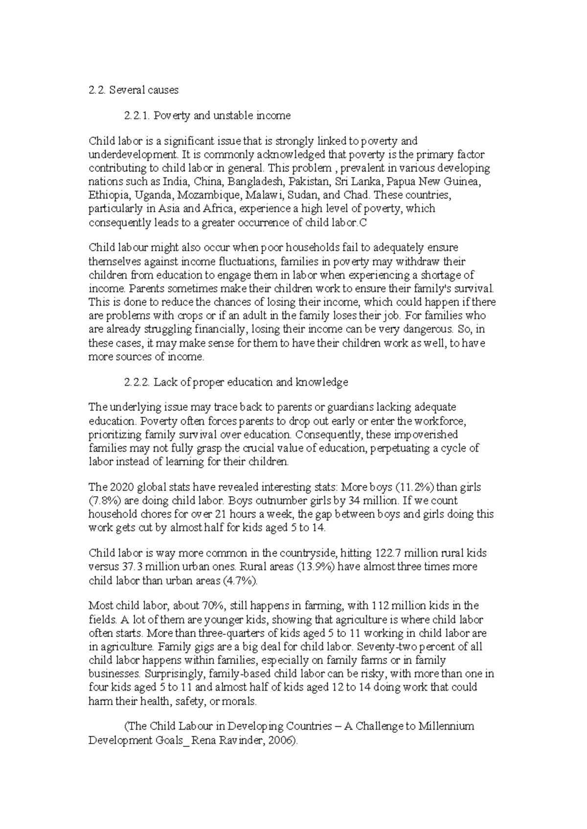 Child labour - bài nghiên cứu - Several causes 2.2. Poverty and ...